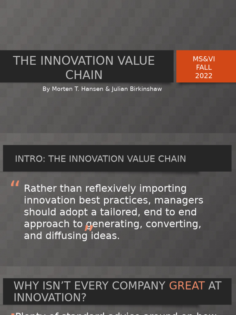 The Innovation Value Chain Fall 22 | PDF | Innovation | Performance ...