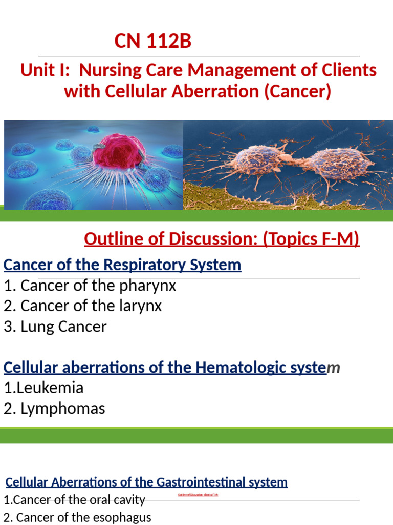 CN 112B Module I Common Cancers Reproductive, Integumentary ...