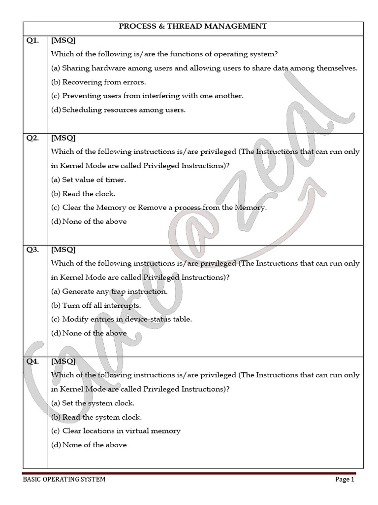OS 2022 Basic Questions Only | PDF | Thread (Computing) | Scheduling (Computing)