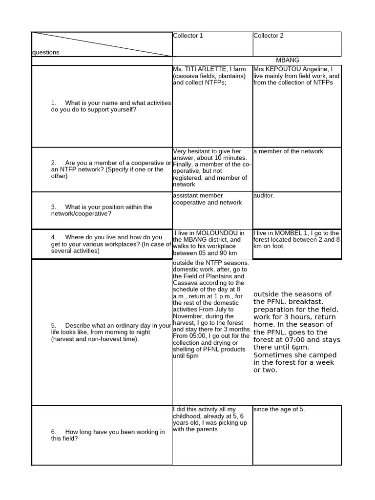 Interviews Synthesis EST CAMEROON en Anglais | PDF | Service Industries