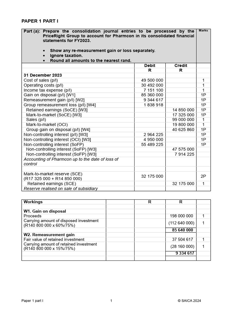 ITC June 2024 Paper 1 Part I Solution PriceRight | PDF | Goodwill ...