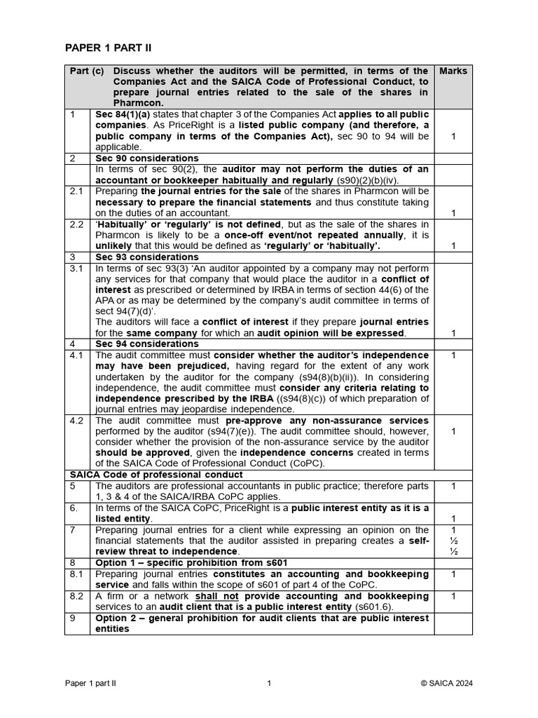 ITC June 2024 Paper 1 Part II Solution PriceRight | PDF | Audit | Fair ...