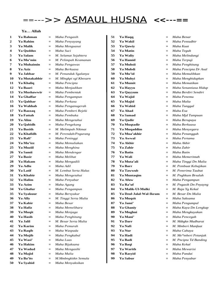 Asmaul Husna dan Doa Harian | PDF