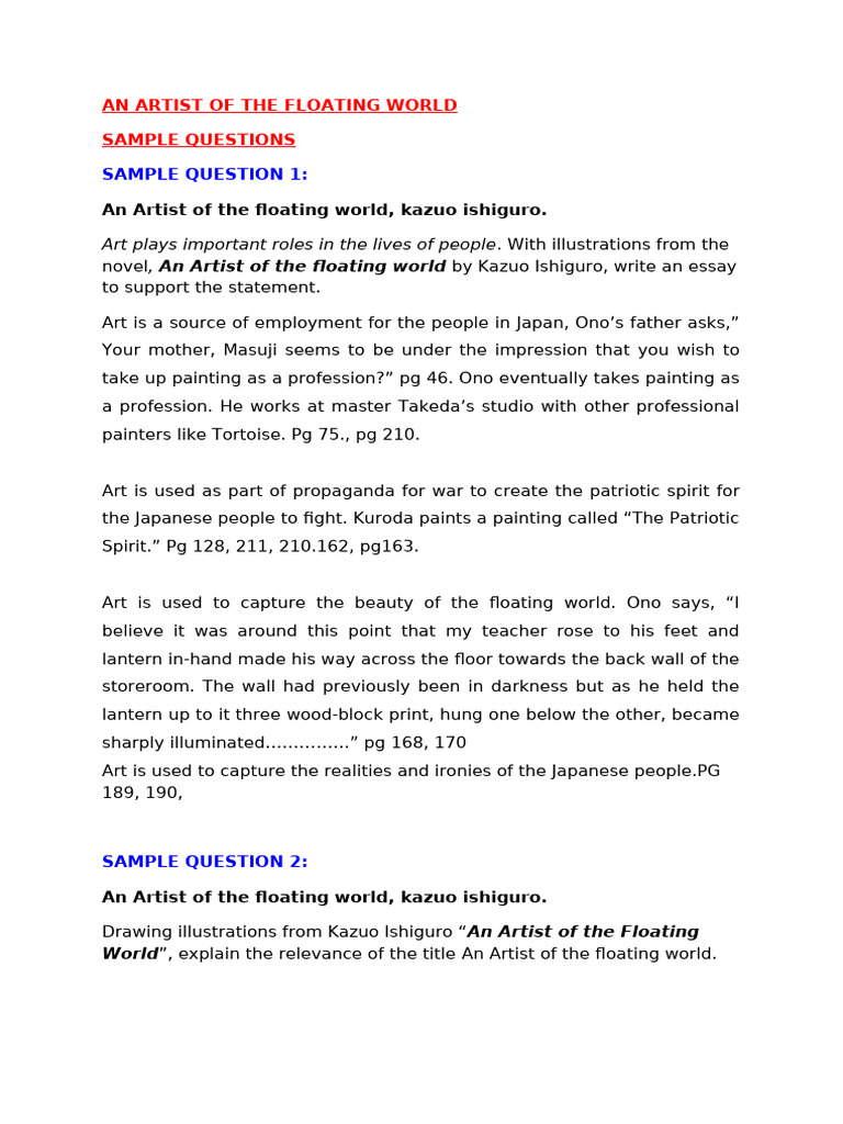 An Artist of Floating World QS | PDF | The Arts