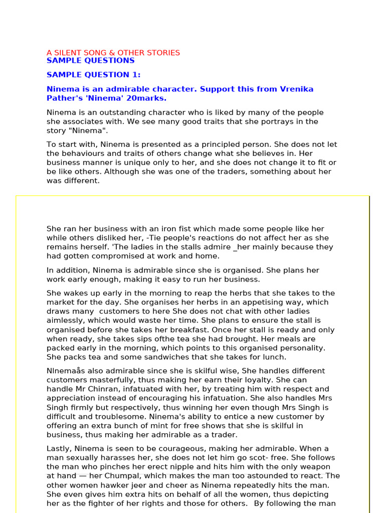 A Silent Song Questions | PDF | Jesus | Anger