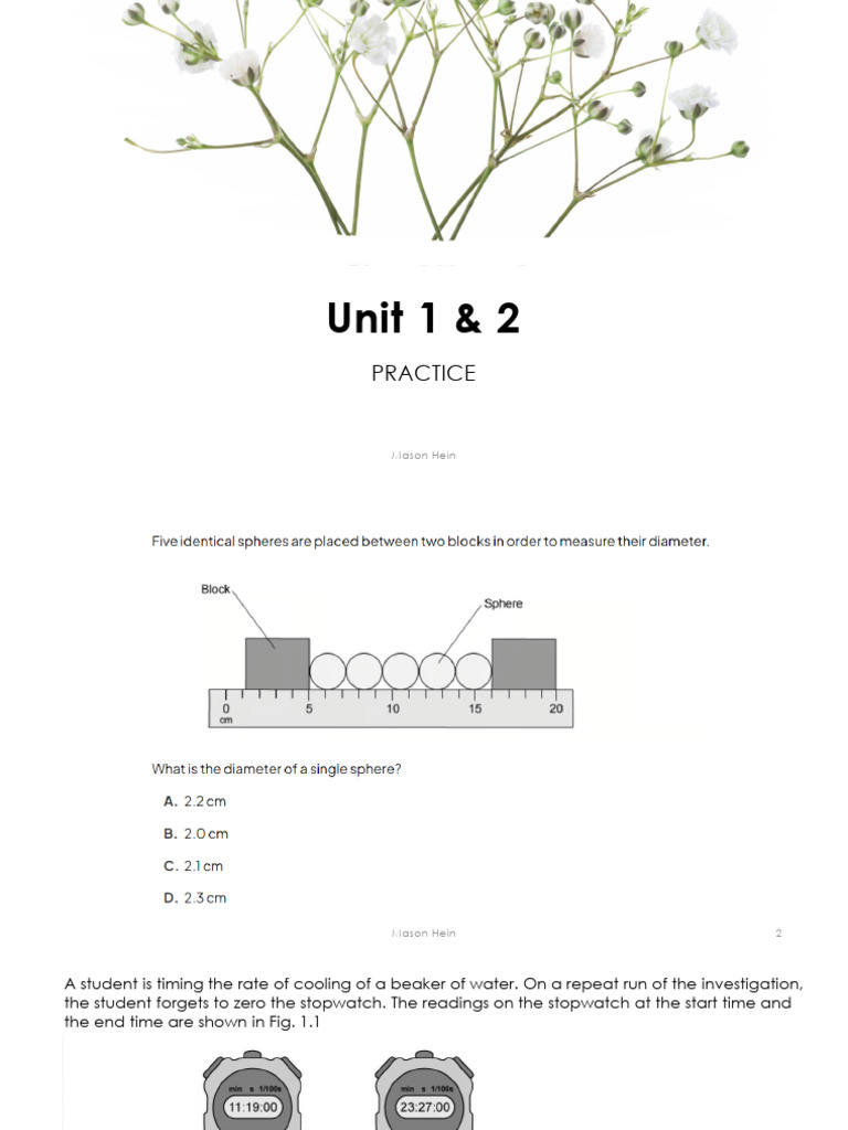 Physics Lesson 1 Practice | PDF | Force | Velocity