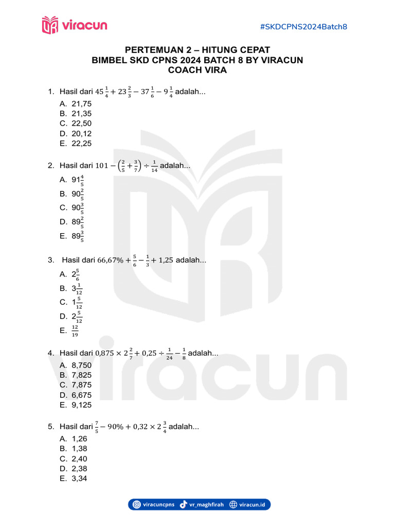 Latihan Hitung Cepat | PDF | Teknologi & Rekayasa