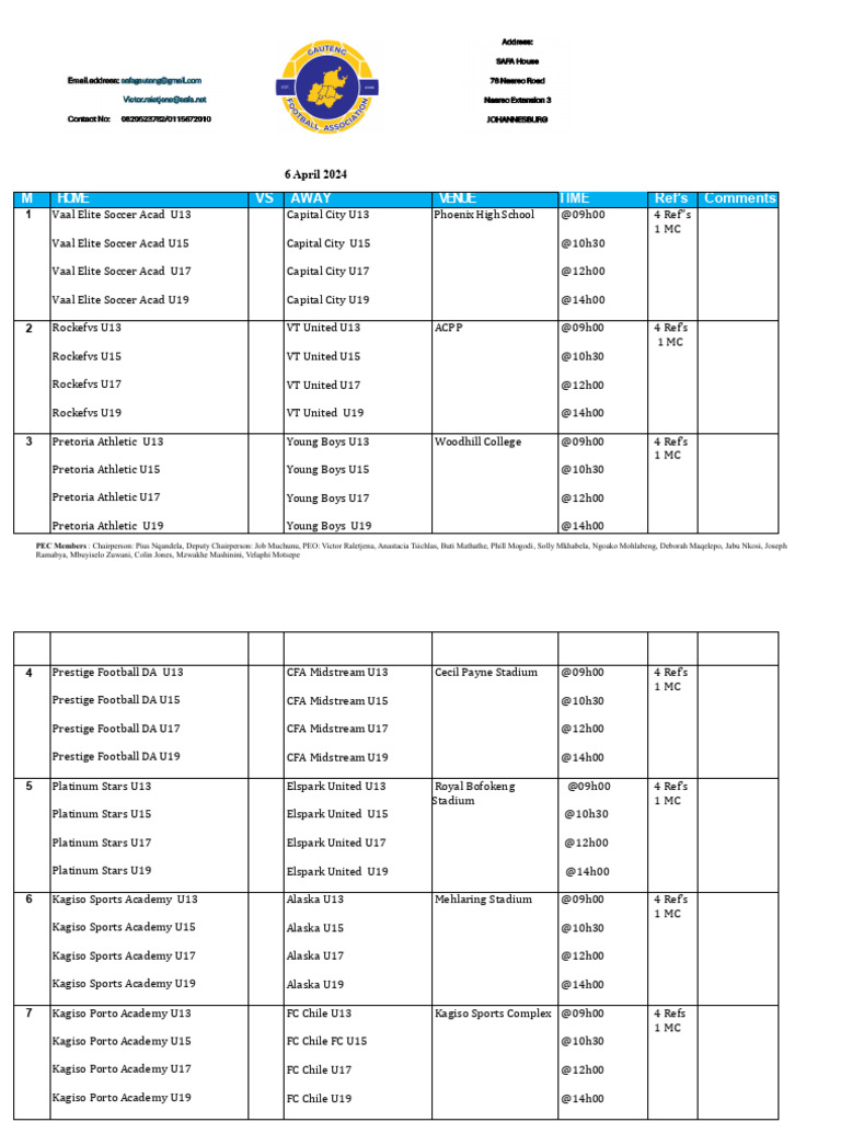 GDL Promtional April Fixture Confirmation | PDF | Association Football ...