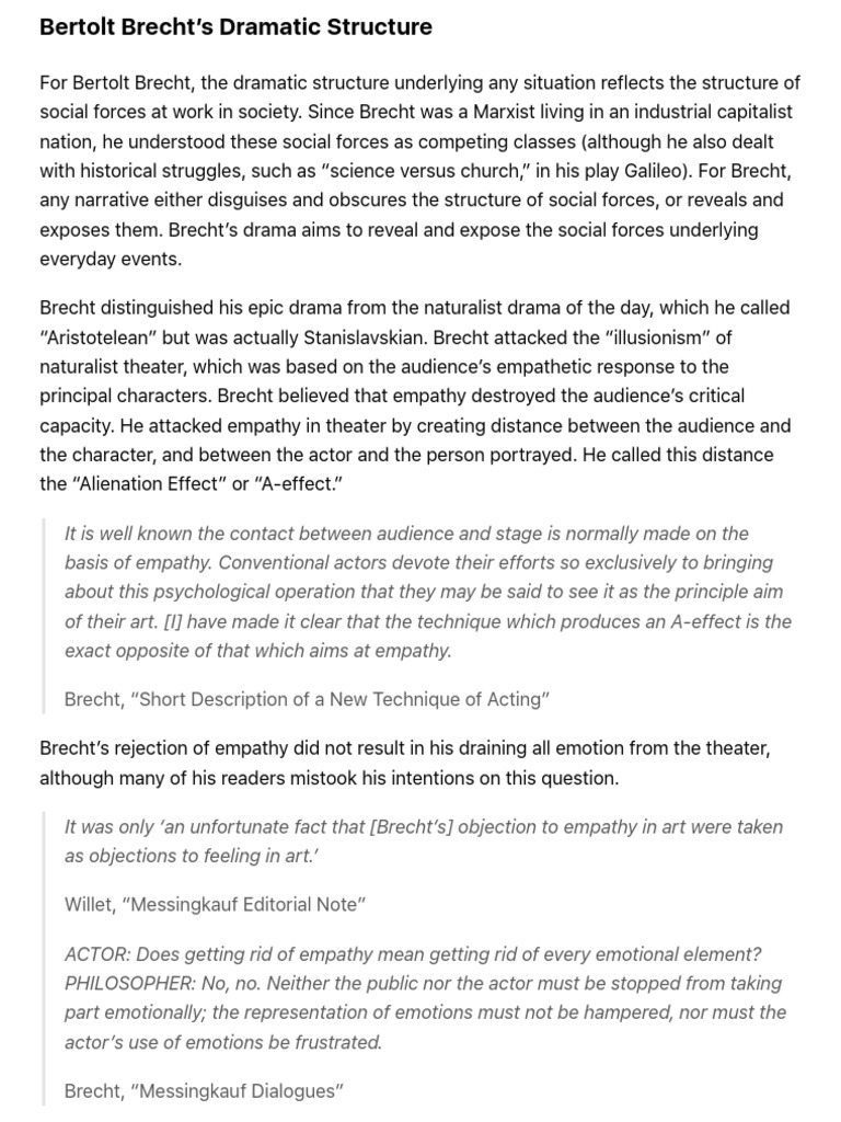 Bertolt Brecht’s Dramatic Structure - Barry Mauer | PDF
