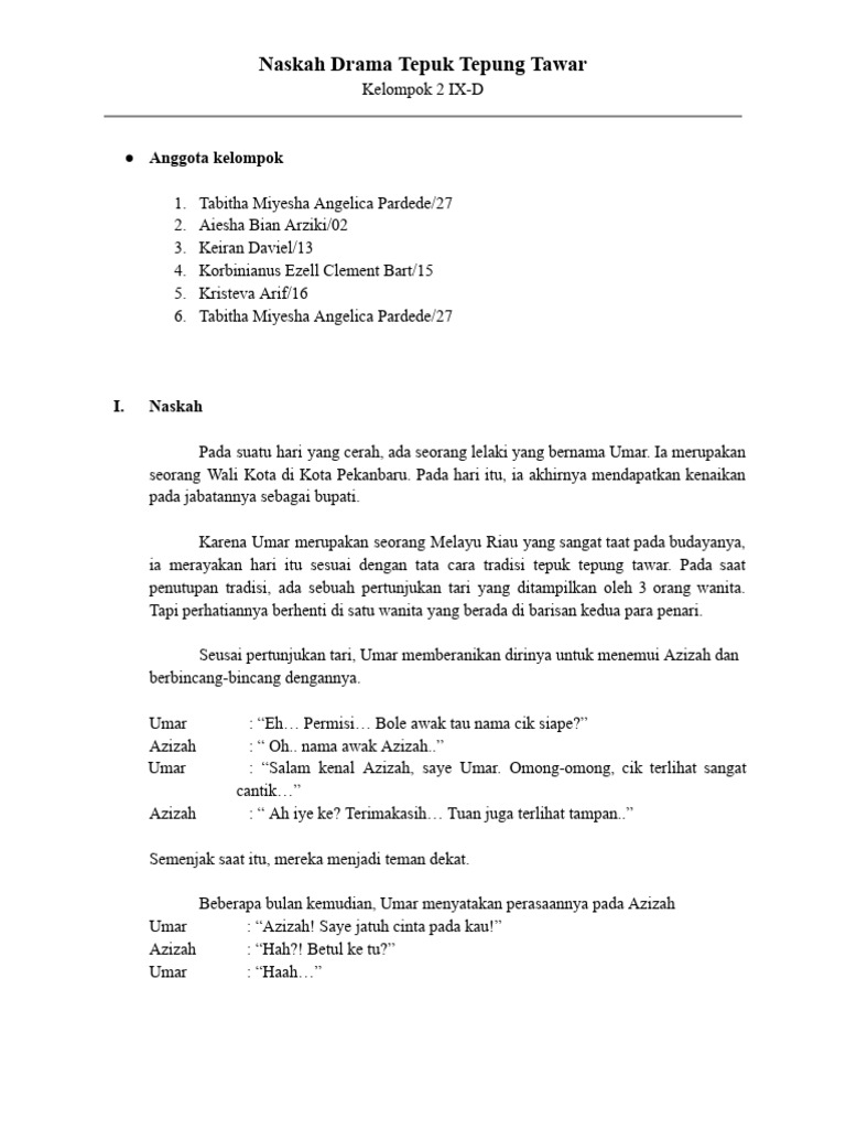 Naskah Drama Kolaborasi 1 - Kelompok 2 Kelas 9D | PDF