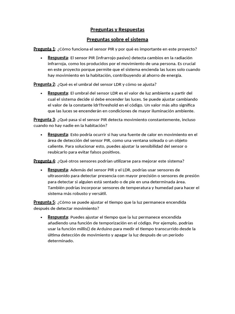 Preguntas Posibles de La Aplicacion Del Sistema de Iluminacion Comandado Por Arduino | PDF ...
