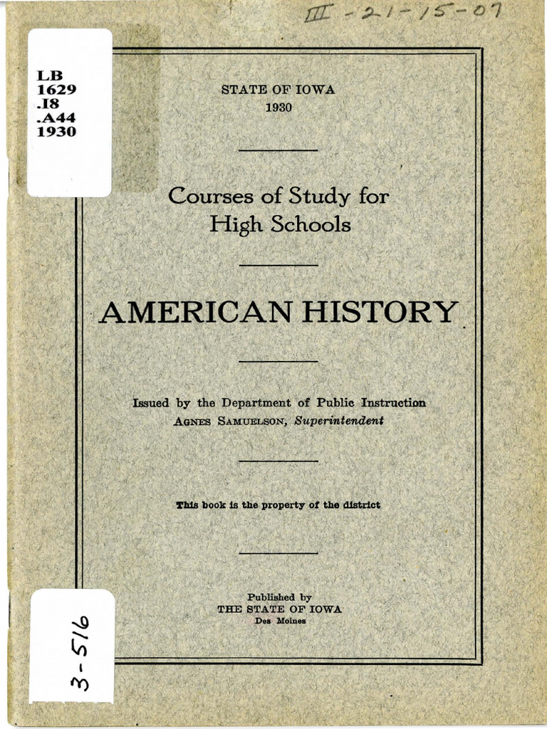 American History 1930 | PDF | Curriculum | Teachers