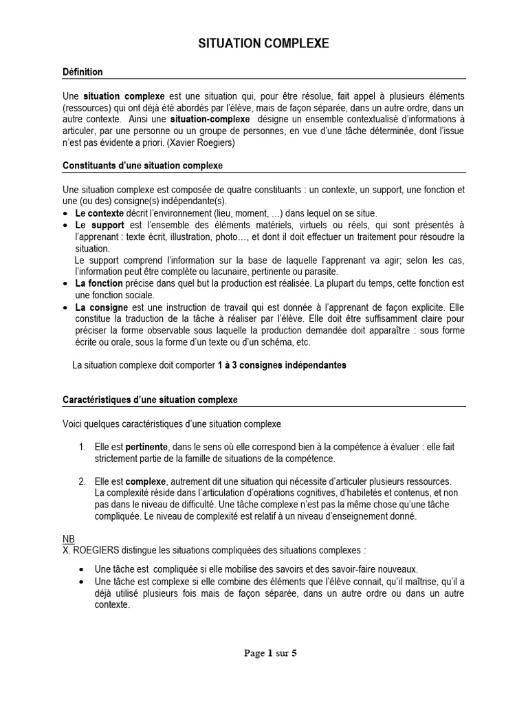 Comprendre les situations complexes en maths | PDF | Compétence ...