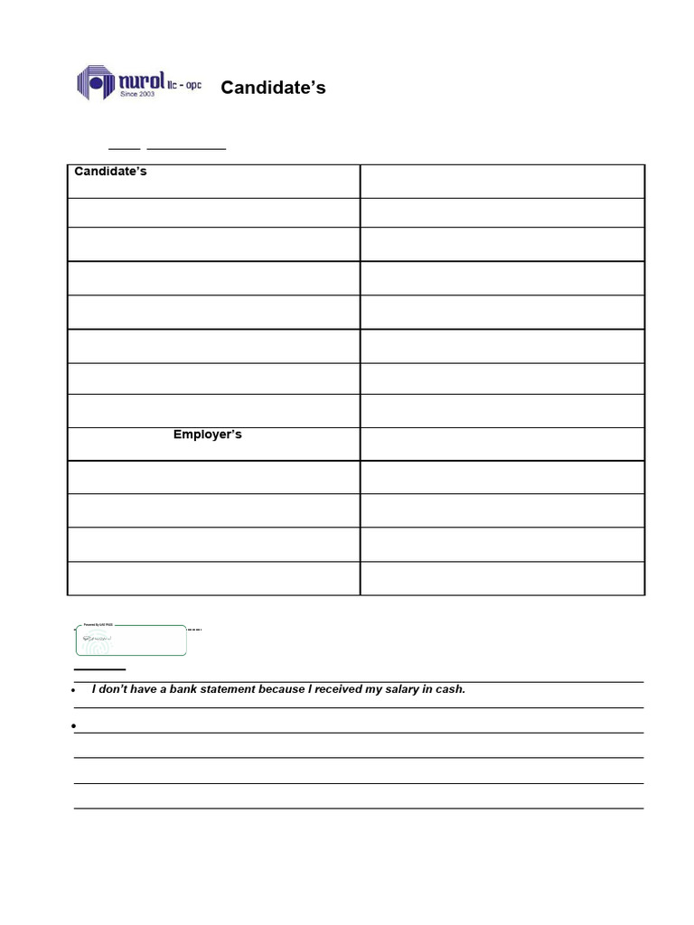 Anas HRD Form No. 18 Candidate Information Sheet | PDF