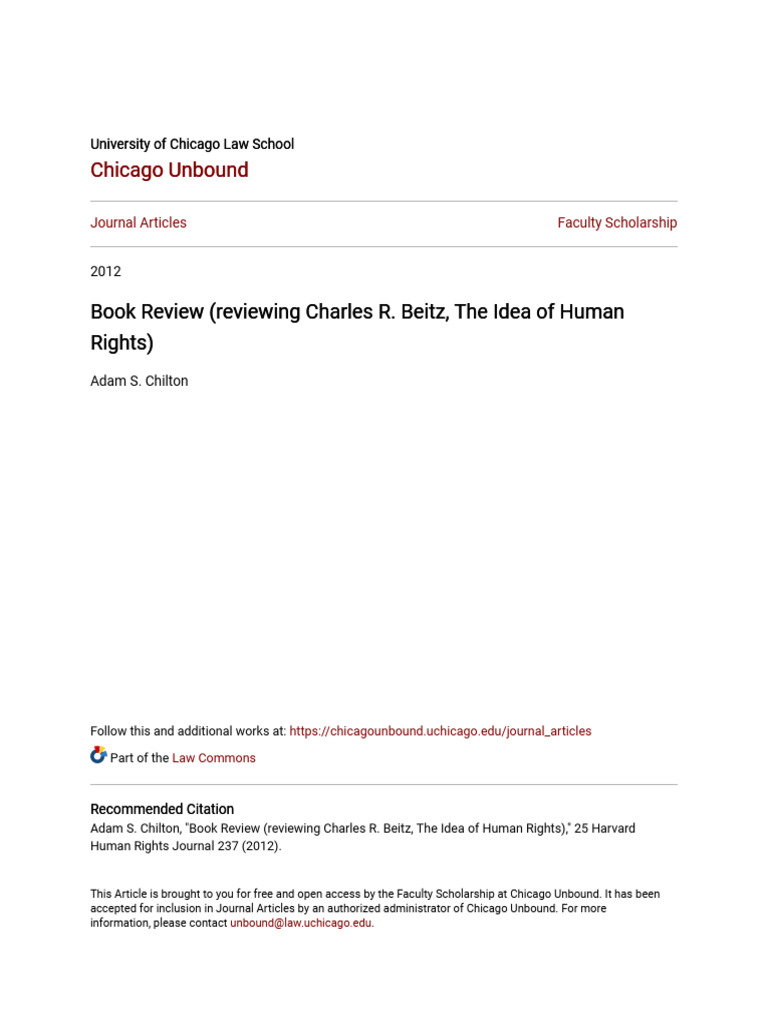 Book Review (Reviewing Charles R. Beitz The Idea of Human Rights | PDF ...