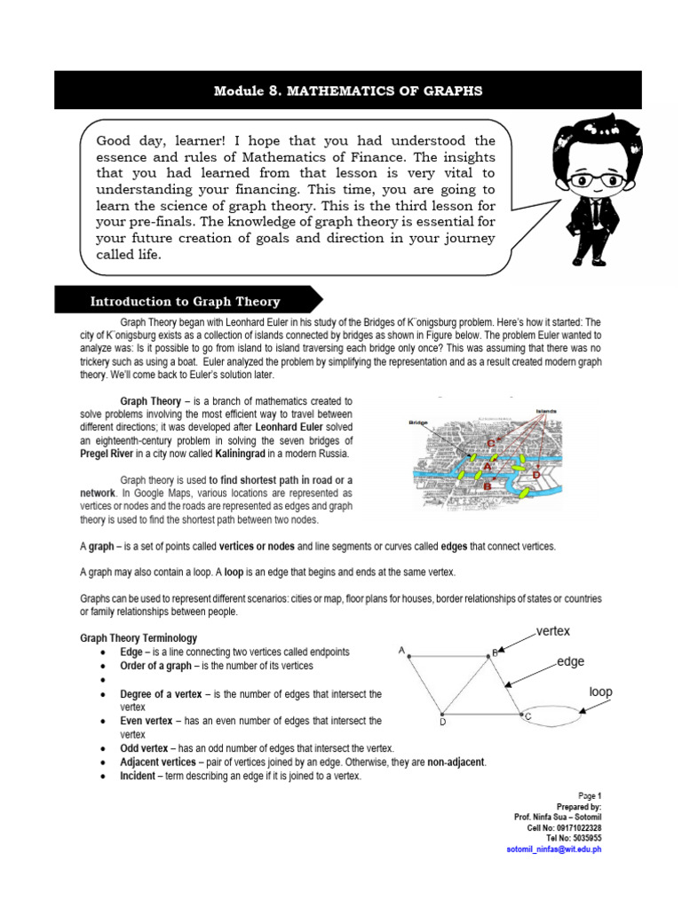 Module 8 - Mathematics of Graphs | PDF | Vertex (Graph Theory) | Discrete Mathematics