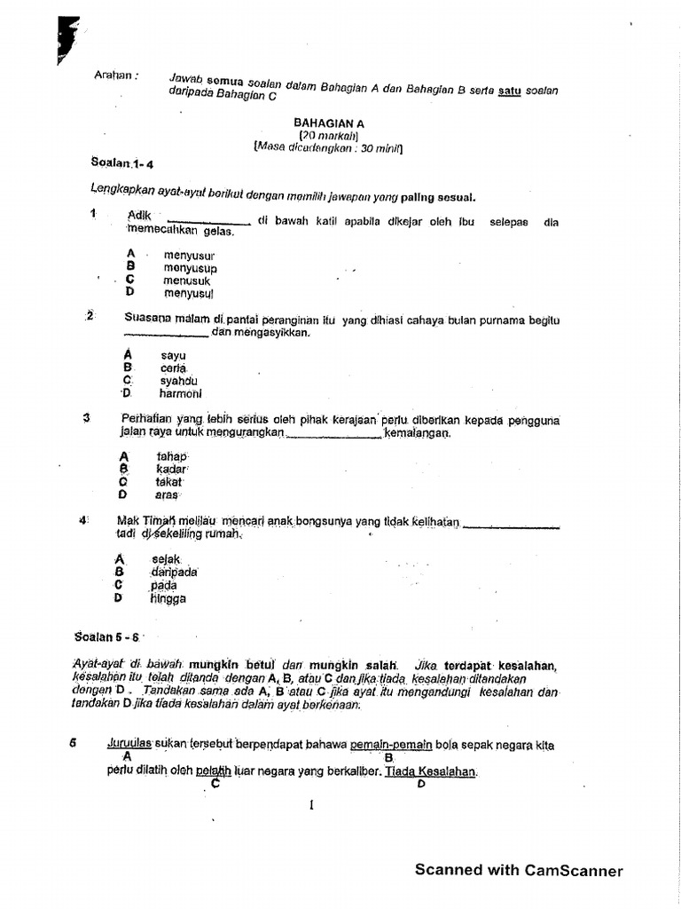 Trial PT3 2019 - Bahagian A | PDF
