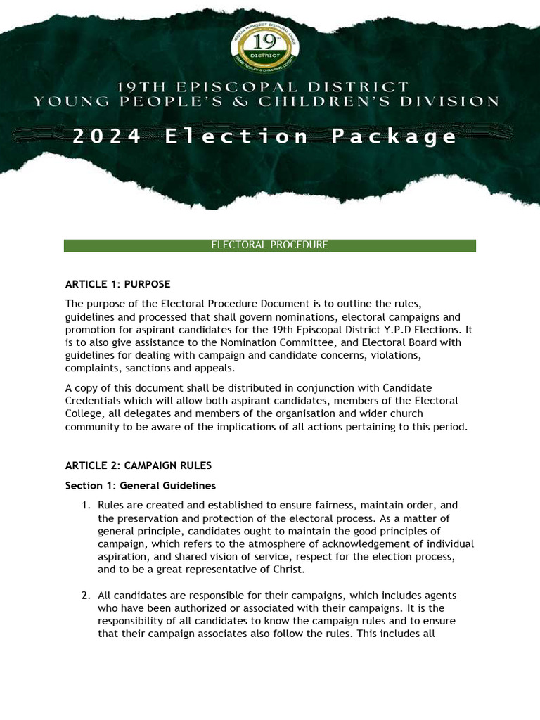 19th Episcopal District Election Package 2024 | PDF | Episcopal Church ...
