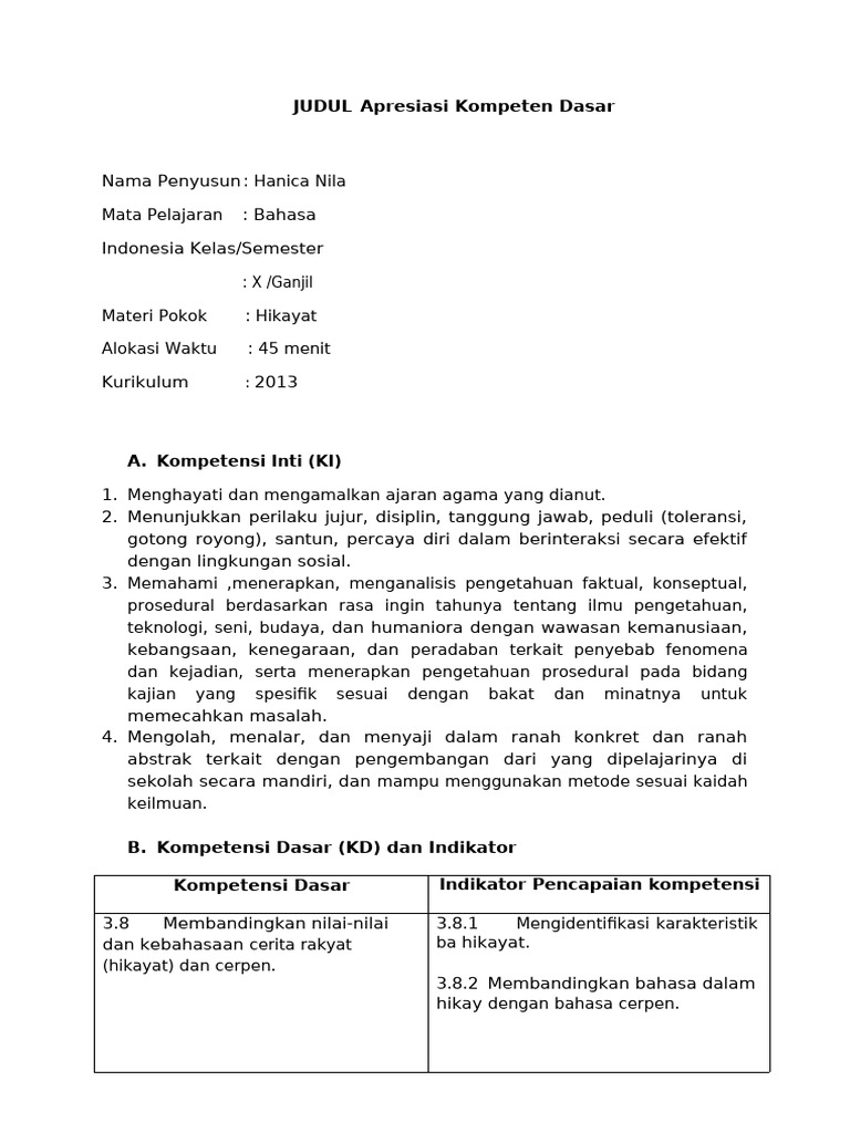 Analisis Kompetensi Dasar Hanica | PDF