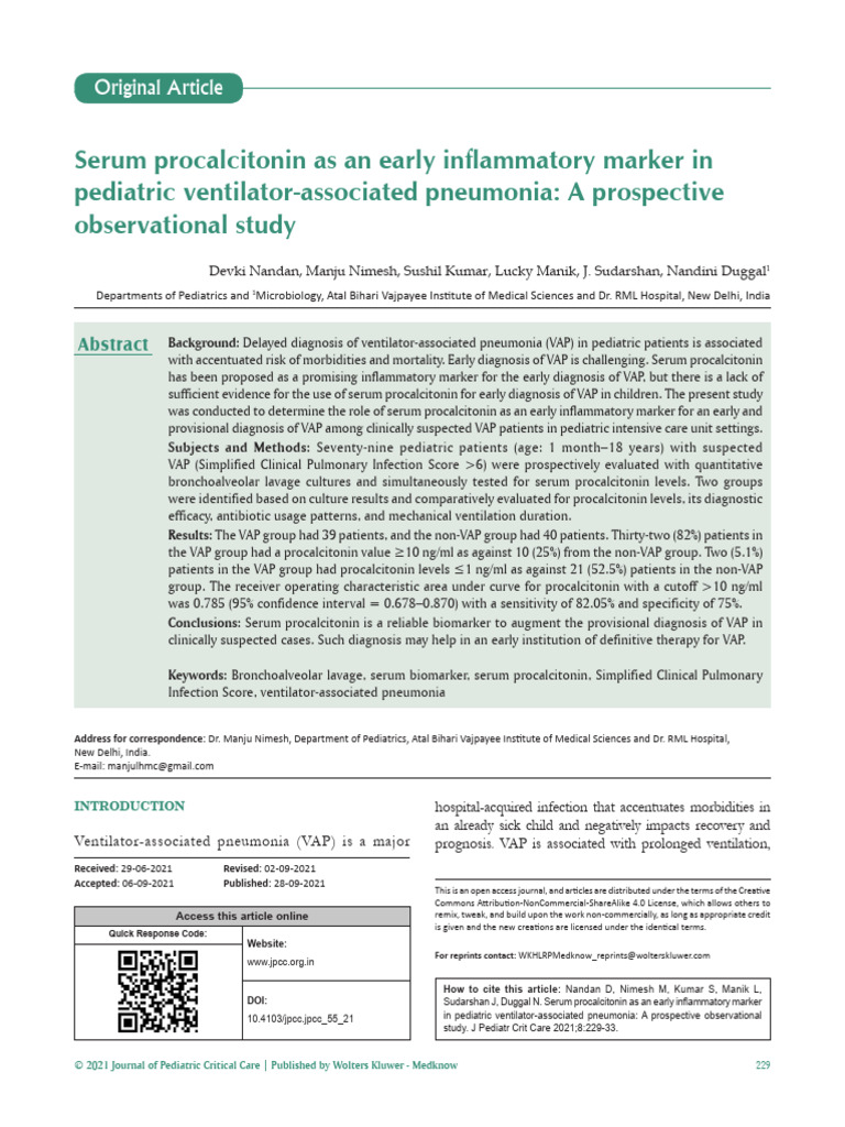 Serum Procalcitonin As An Early Inflammatory.6 | PDF | Health Care ...