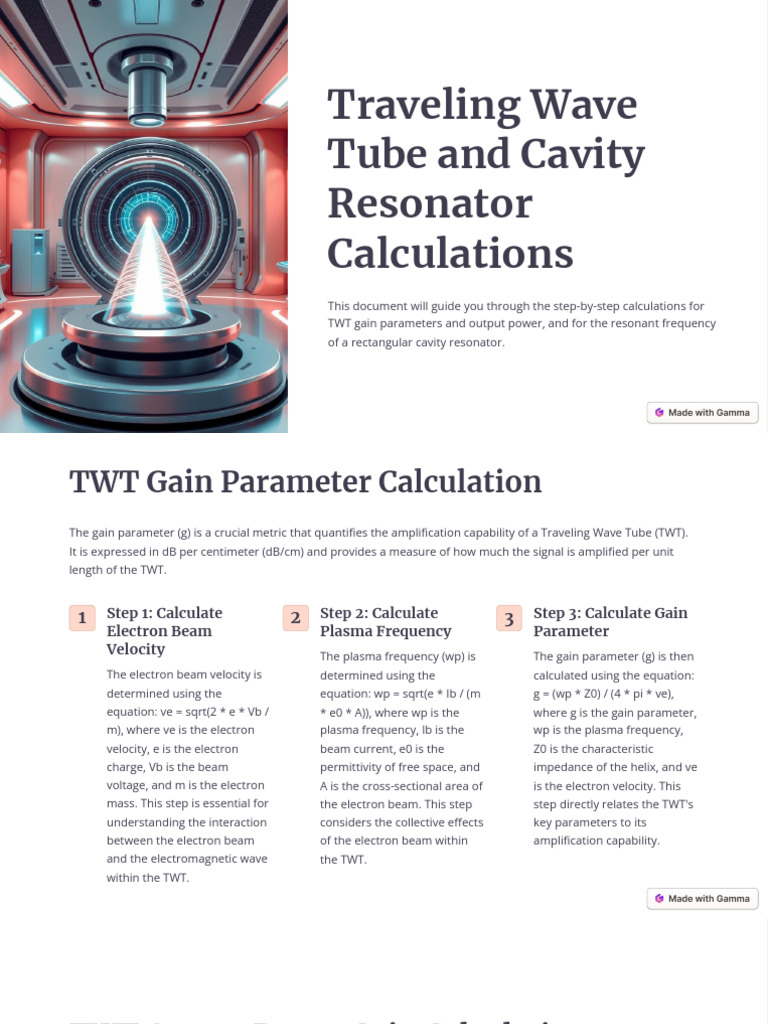 Traveling Wave Tube and Cavity Resonator | PDF | Resonance | Amplifier