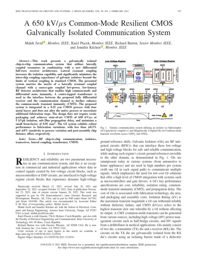 High-Voltage CMOS Isolation System | PDF | Cmos | Inductor