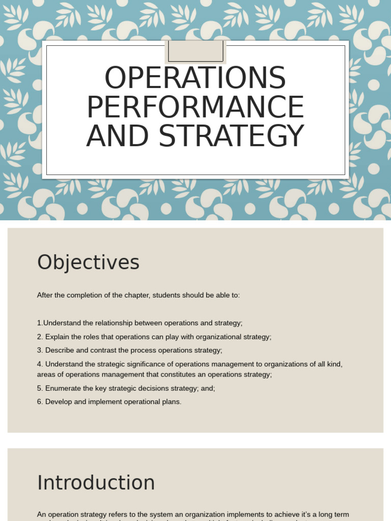Chapter III - Operations Performance and Strategy | PDF | Performance ...