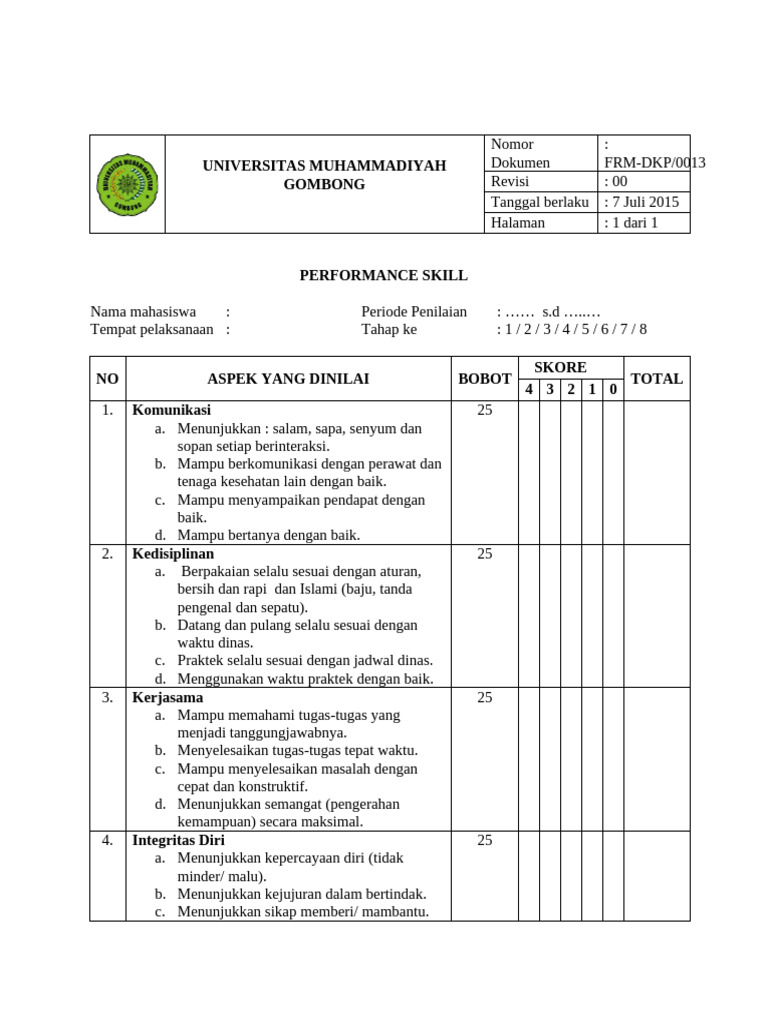 Form Penilaian | PDF | Karier & Perkembangan