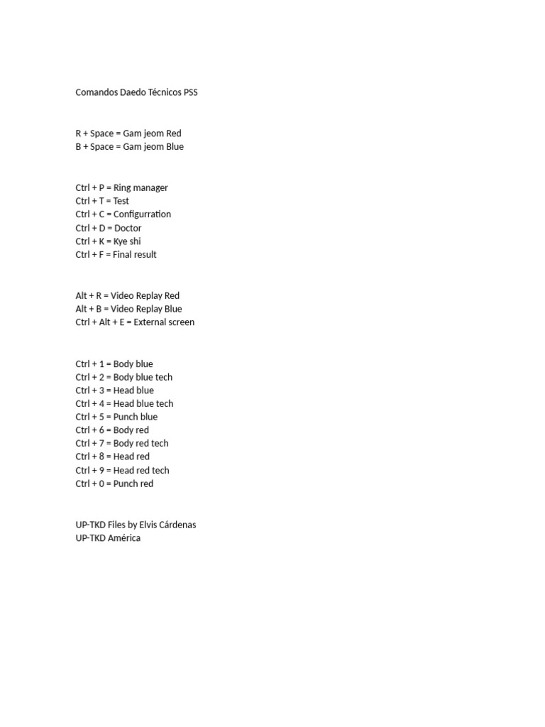 Comandos Daedo Técnicos PSS | PDF | Teaching Methods & Materials