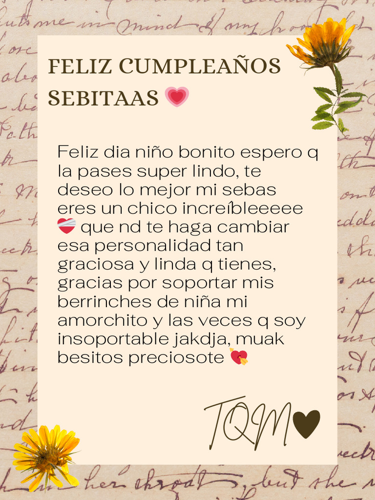 Feliz Cumpleaños, Amorchito Sebas | PDF