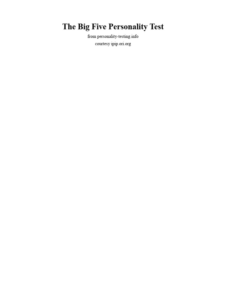 Big Five Personality Test Guide | PDF | Social Psychology | Behavioural ...