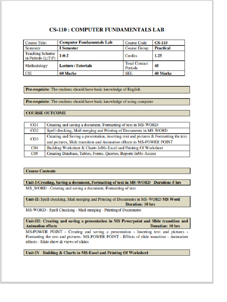 CS-110 CF Lab syllabus | PDF CS-110 CF Lab syllabus | PDF