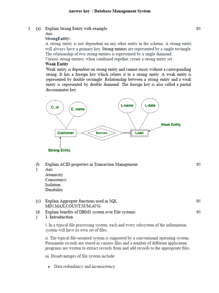 DBMS SEM answer key april 2022-23 | PDF | Databases | Database Transaction