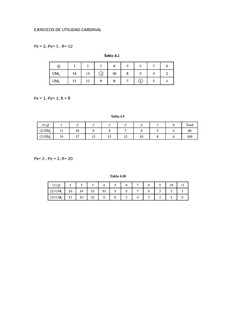 Ejercicos de Utilidad Cardinal 2024 | PDF