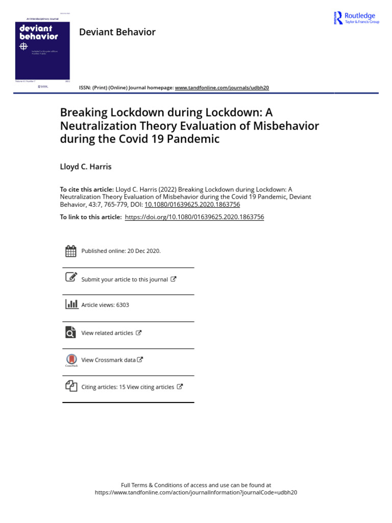 Breaking Lockdown During Lockdown A Neutralization Theory Evaluation of ...