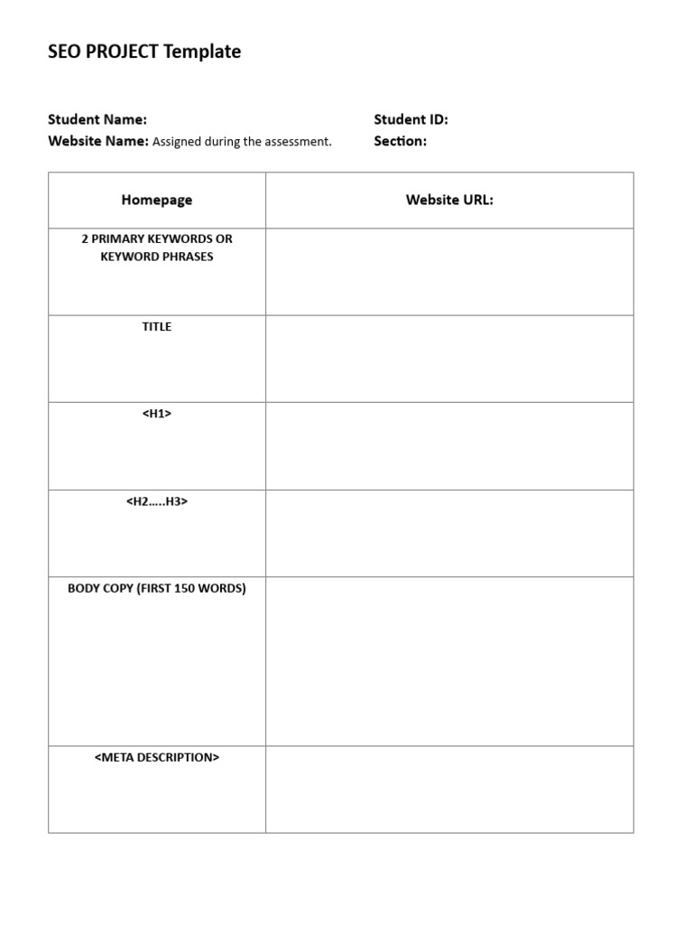 SEO Project Template | PDF | Computers