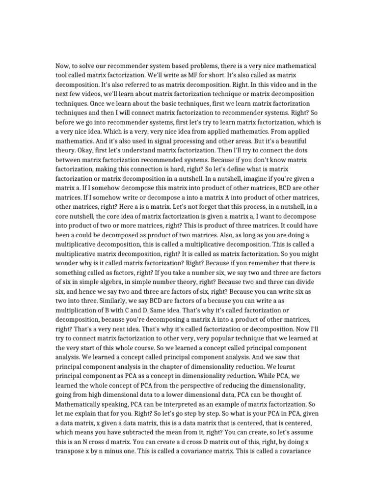 38.4 - Matrix Factorization PCA, SVD - mp4 | PDF | Principal Component Analysis | Eigenvalues ...