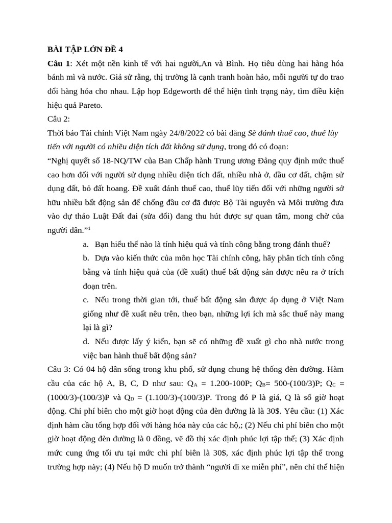 BÀI TẬP LỚN ĐỀ 4 | PDF