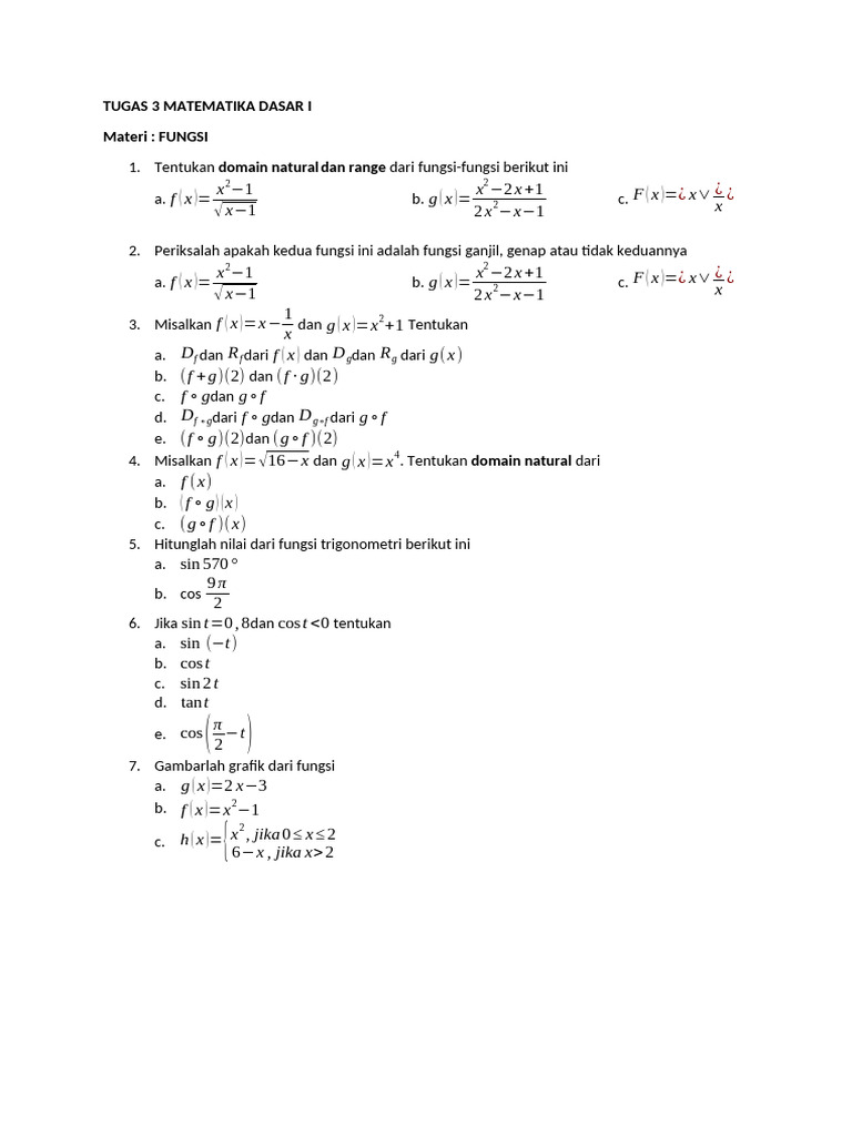 Tugas 3 Matematika Dasar I | PDF