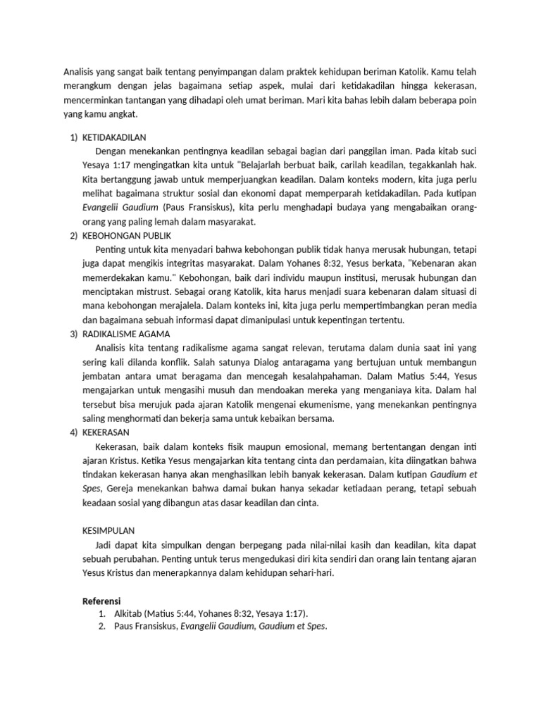 Jawaban Diskusi 1 Berkas 1 Dalam Konteks Iman Katolik | PDF