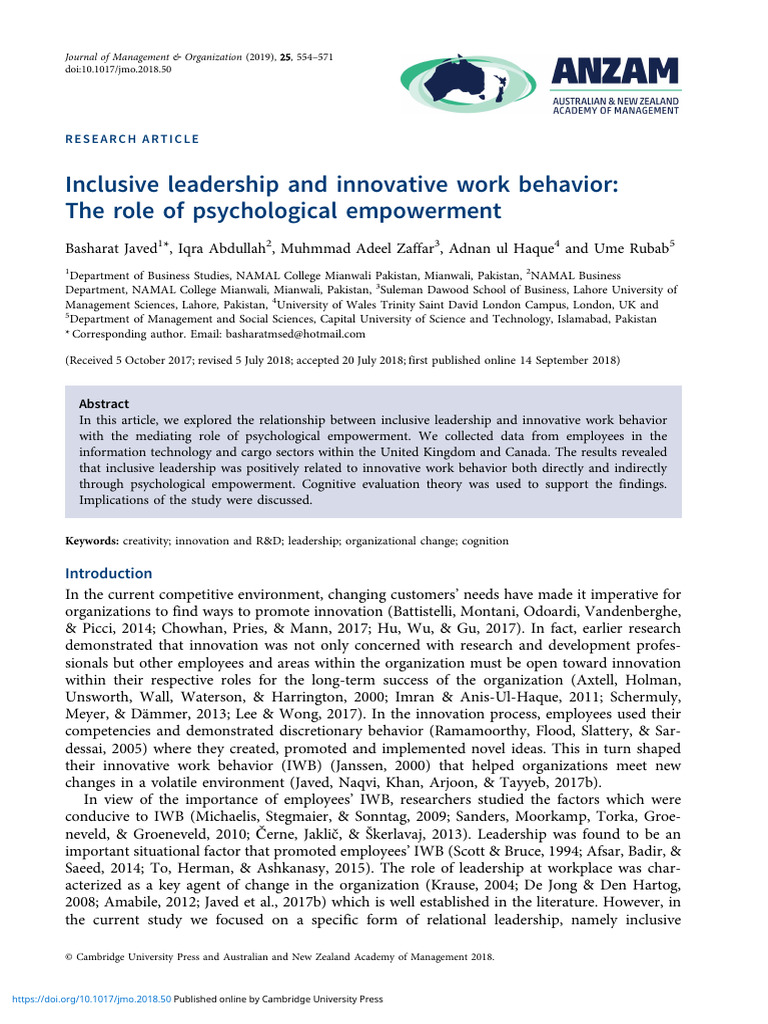 inclusive-leadership-and-innovative-work-behavior-the-role-of ...