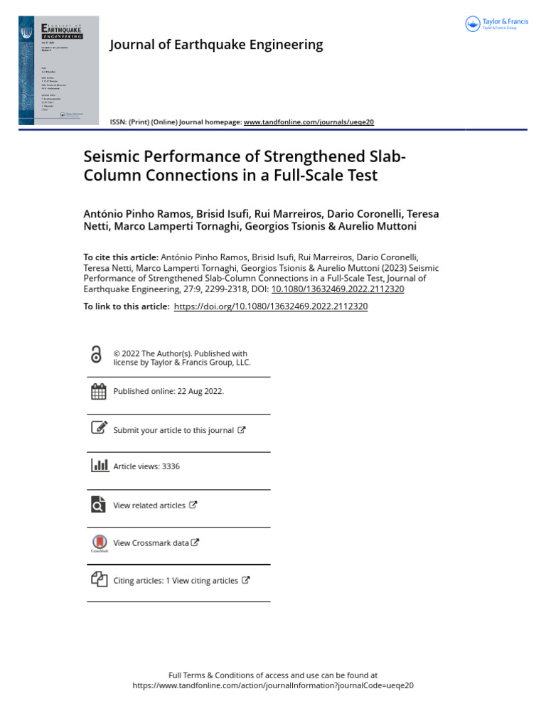 Seismic Performance of Strengthened Slab-Column Connections in A Full ...