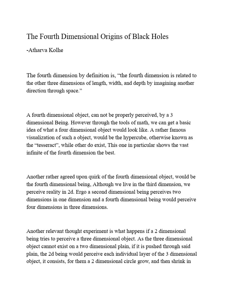 Fourth Dimensional Black Hole Origins | PDF | Dimension | Black Hole