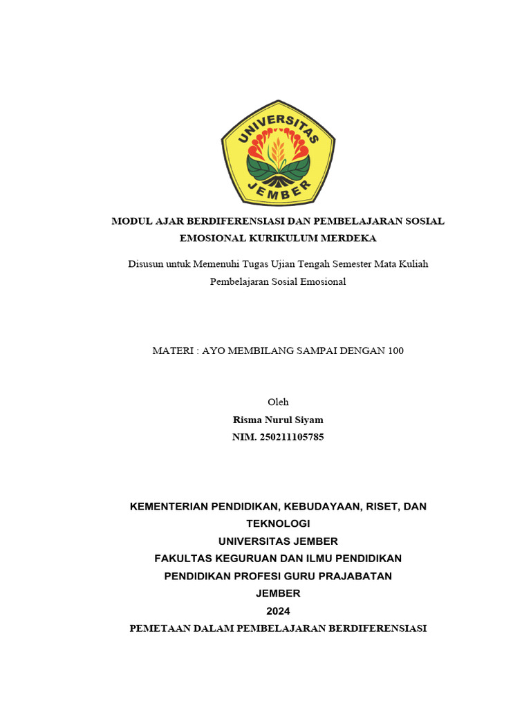 Risma Nurul Siyam 250211105785 Uts Pse Modul Ajar | PDF | Karier & Perkembangan