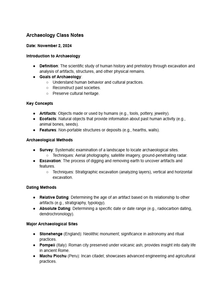 Introduction to Archaeology Notes | PDF
