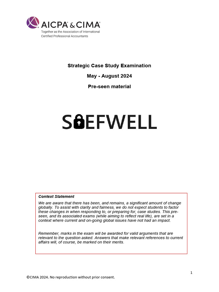Saefwell Strategic Case Study Overview | PDF | Equity (Finance ...