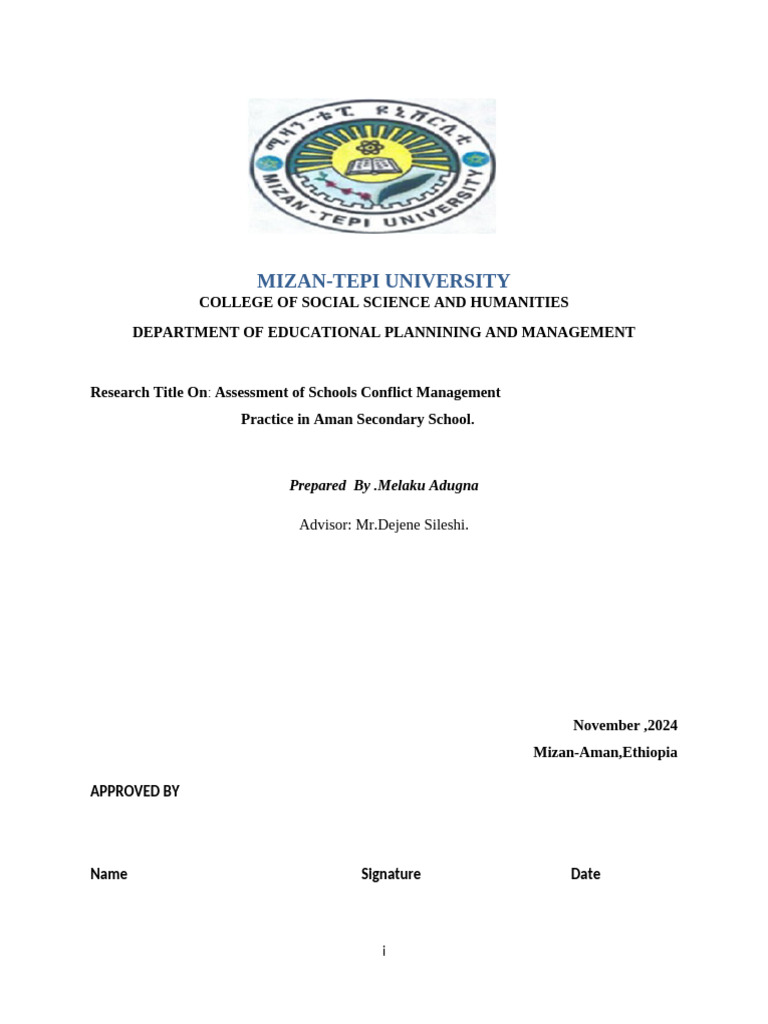 _Melaku_research_(1) | PDF | Conflict (Process) | Attitude (Psychology)