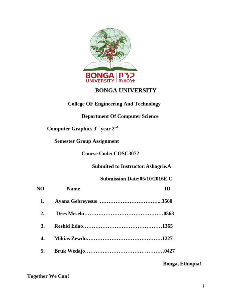 Computer Graphics Group Four Assignment | PDF | 3 D Modeling | Computer ...
