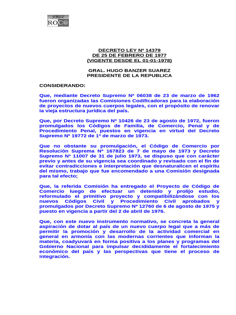 Ley 14379: Código de Comercio Boliviano | PDF | Contabilidad | Sociedad ...