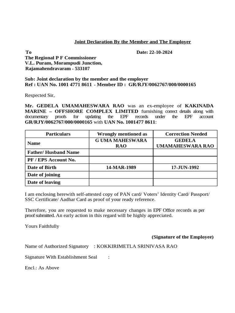 PF Joint Declaration Form | PDF | Access Control | Government Information